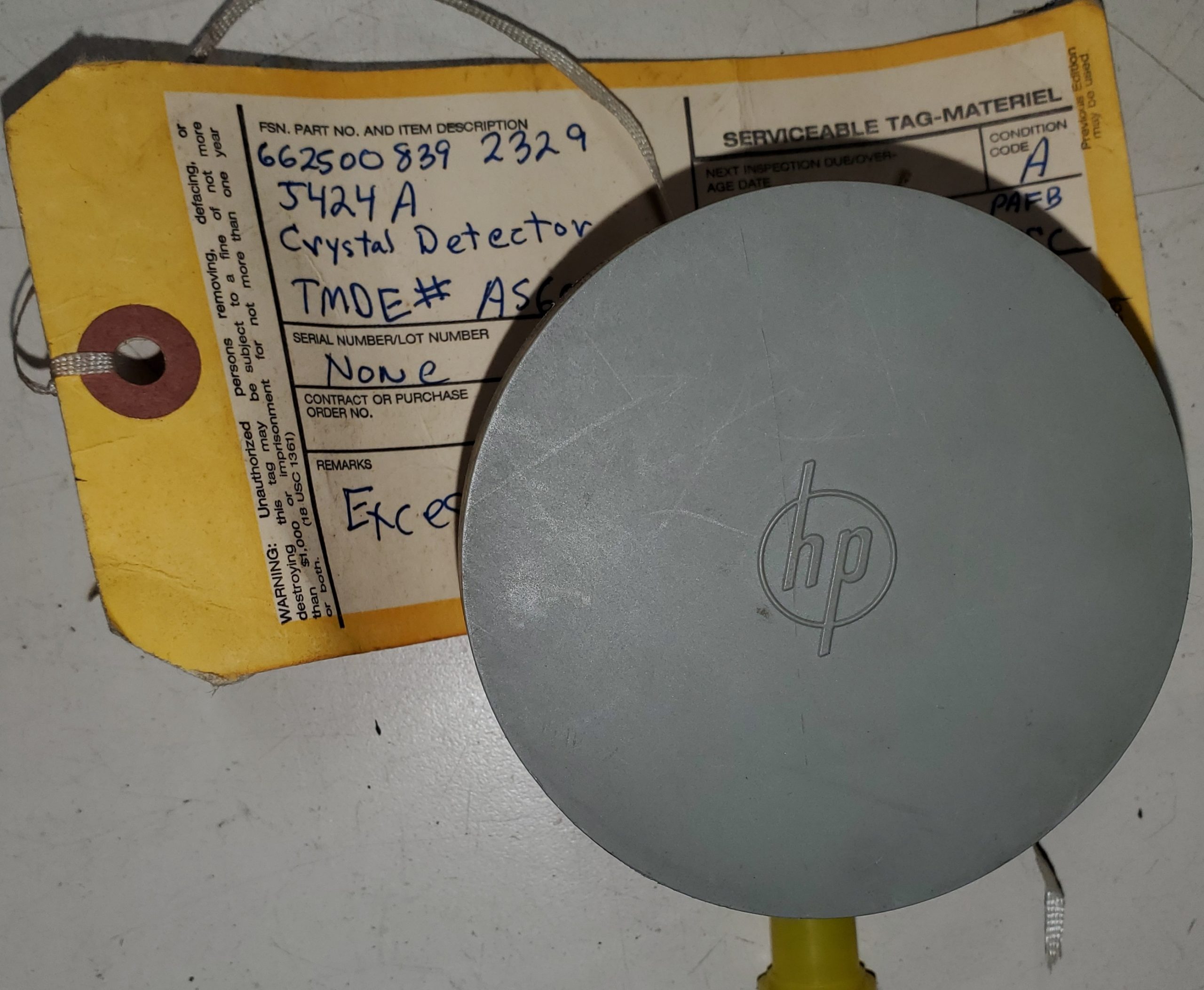 NOS New Old Stock HP 424A J-Band Crystal Detector 6625-00-839-2329 RF ...