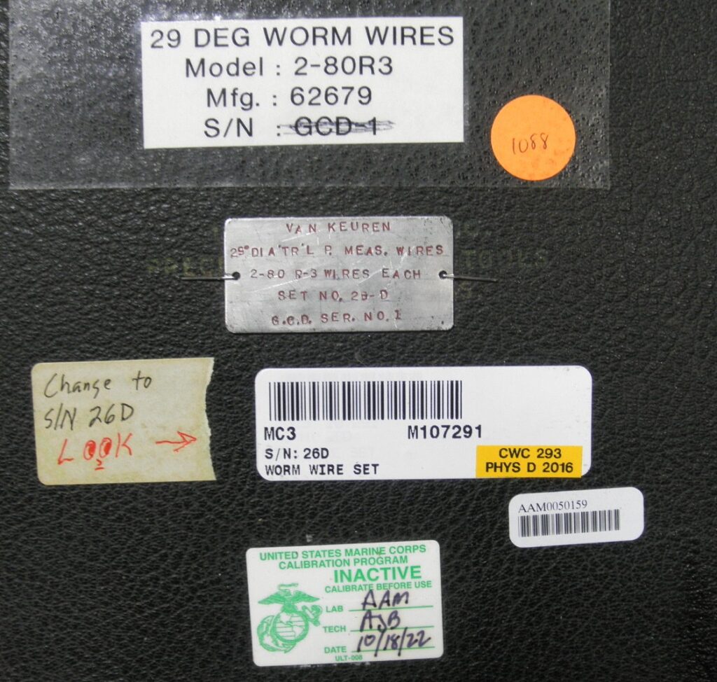 Van Keuren 2-80R3 26D 29° Diametral Pitch Worm Wires Set .02022 ...