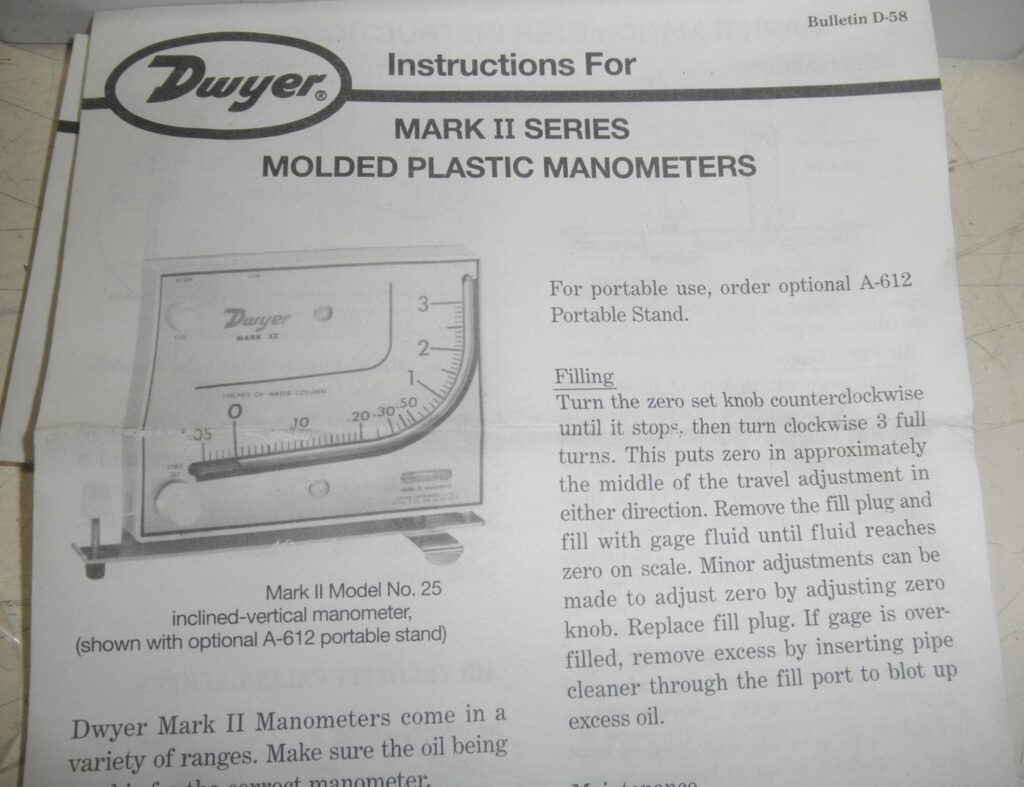 Dwyer Mark II Model 25 Manometer ⋆ DP Equipment LLC