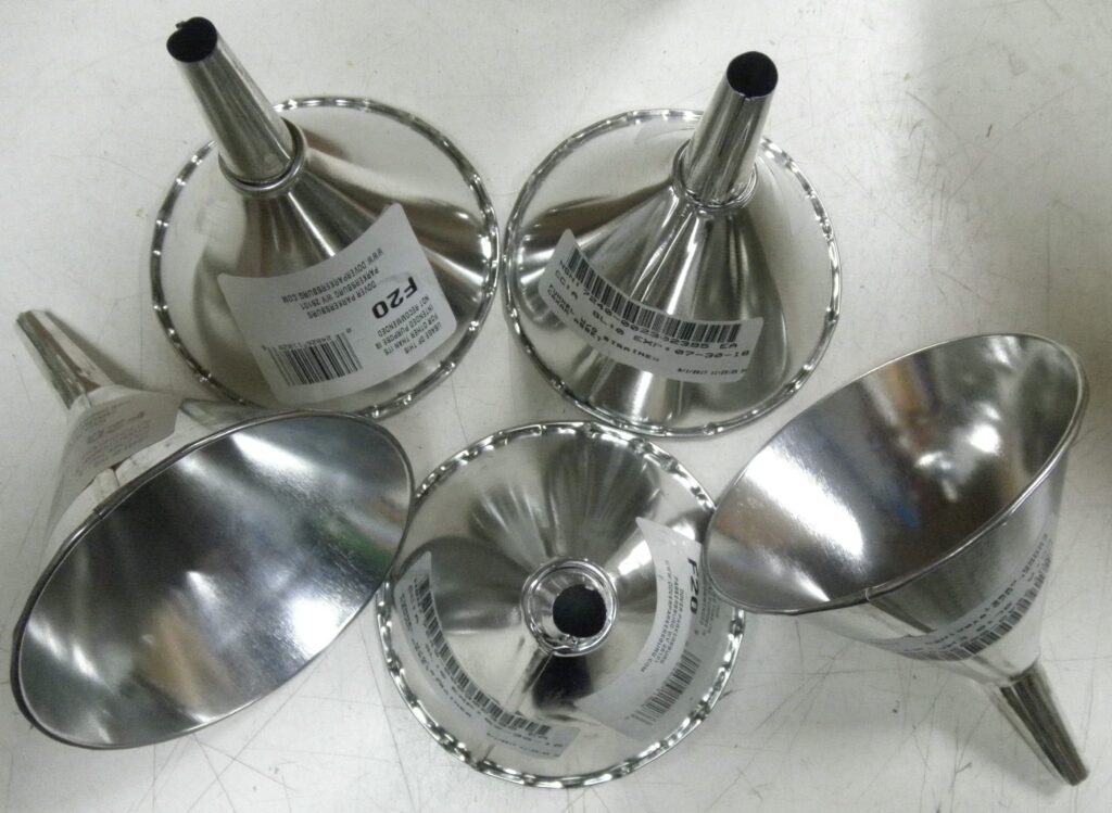 Box of 5 Tin Funnels Pint Funnel Behrens BF20 Dover Parkersburg F20 ...