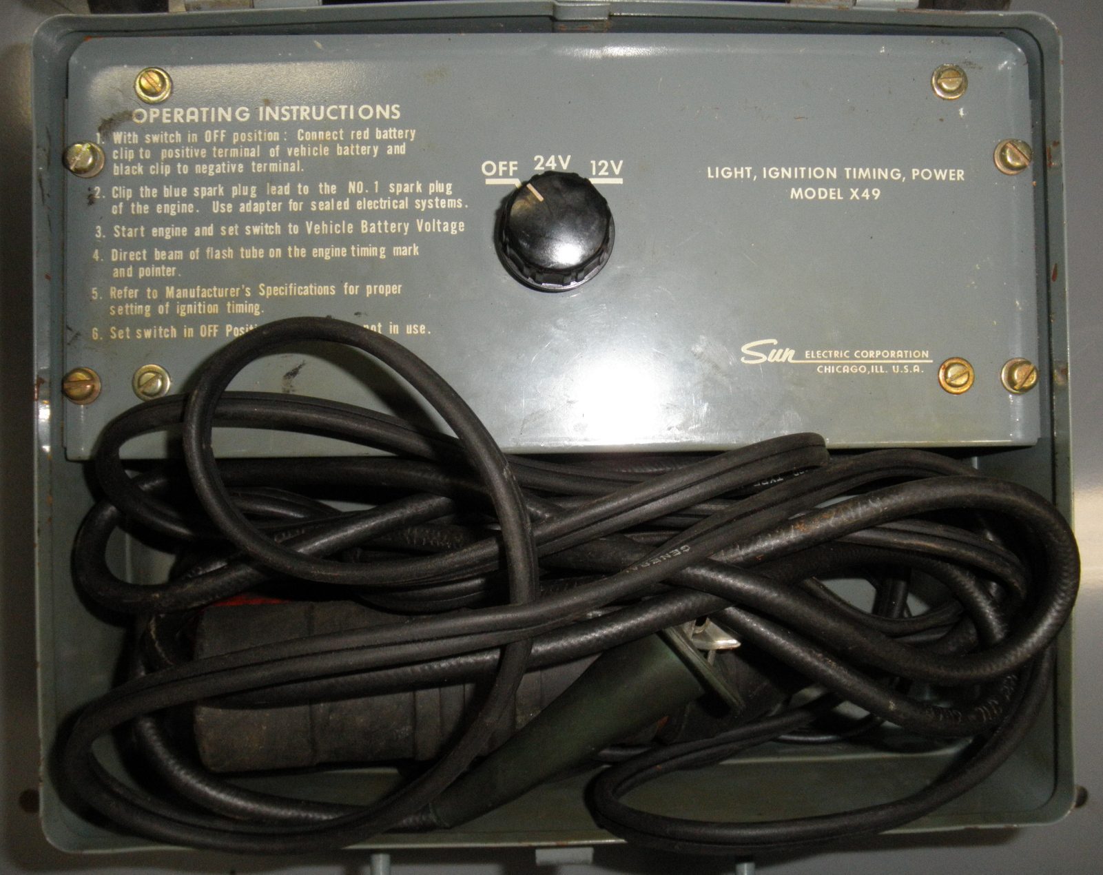 Vintage Sun X49 Timing Light 12v 24v Military 4910-01-281-9340 MIL-L ...