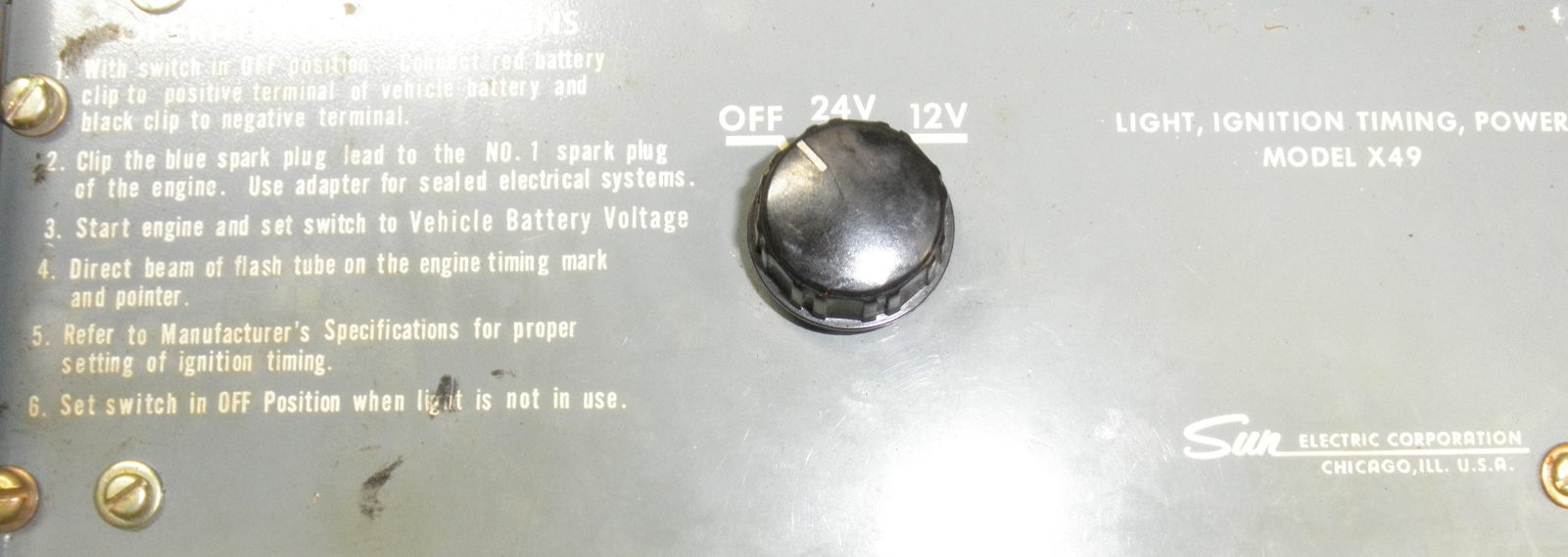 Vintage Sun X49 Timing Light 12v 24v Military 4910-01-281-9340 MIL-L ...