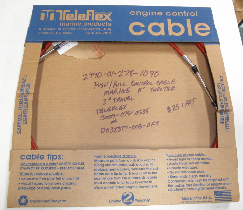 2990-01-278-1090 Teleflex Cable 3009-075-0335 DO32377-003-11FT ⋆ DP ...