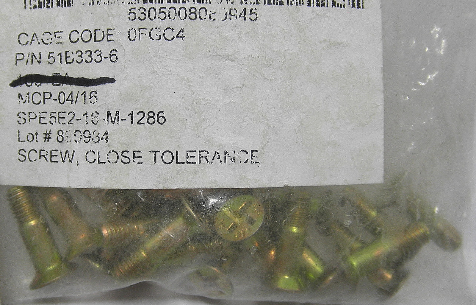 5305-00-808-9945 51B333-6 Screw, Close Tolerance ⋆ DP Equipment LLC